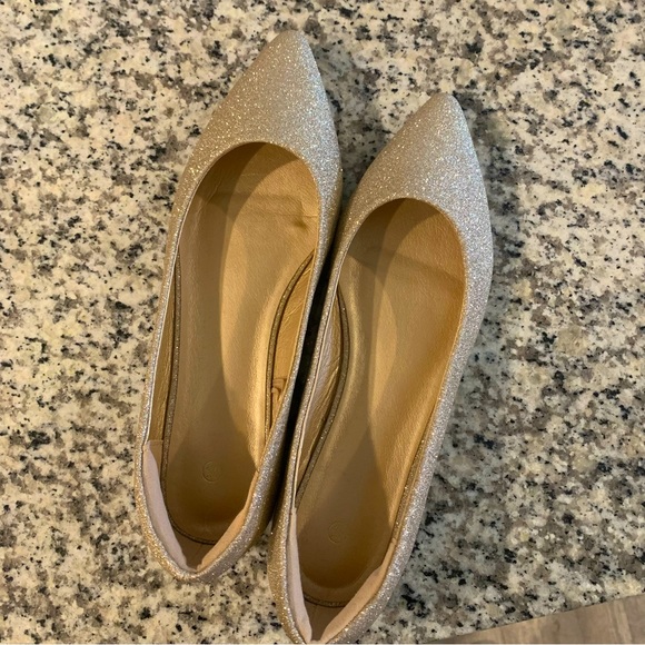 Shoes | Gold Pointed Toe Ballet Flats | Poshmark